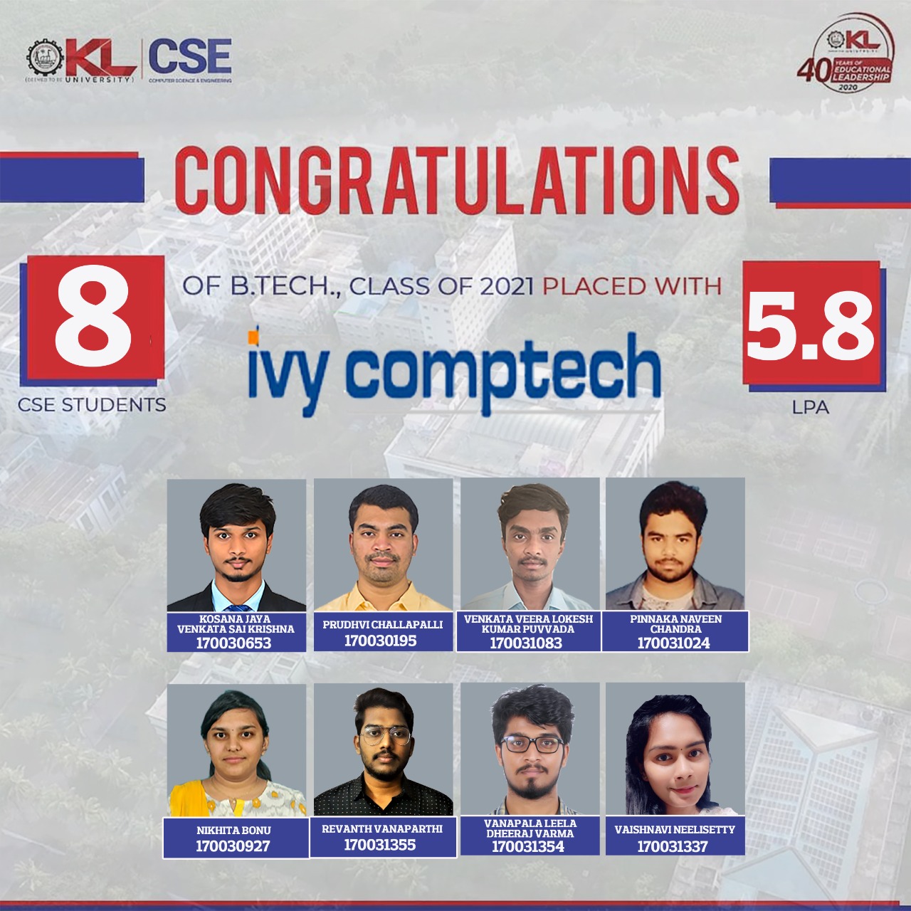 Career Progression for CSE Students - KL University